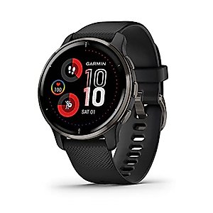 Garmin 010-02496-01 Venu 2 Plus, GPS Smartwatch with Call and Text, Advanced Health Monitoring and Fitness Features, Slate with Black Band