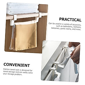 2pcs Towel Rack Bathroom Towel Holder Door Cabinet Rack Bathroom Towel Organizer Bath Towel Holder Towel Hanger No Drill Towel Bar Hand Towel Holder Buckle Towel Bar White Abs FONDOTIN