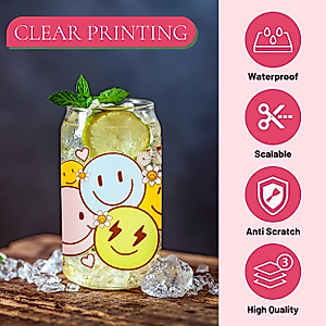 Joyclub 8 Sheet UV Dtf Cup Wraps for 16oz Glass Cups with Lids and Straws Teacher Appreciation Welcome Back to School Decor Transfer Stickers for Reusable Iced Coffee Cup Beer Can Glass (Emoticons)