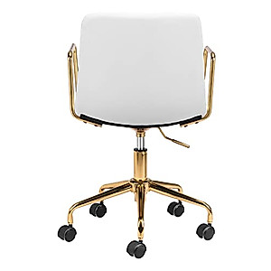 Zuo Modern - Eric Office Chair White & Gold - Modern - Seating - Steel, Foam, 100% Polyurethane - Indoor - 35.4in Height