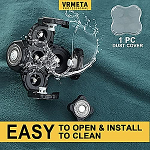 VRMETA Men's Electric Shaver Replacement Heads 5D Sharp Stainless Steel Head Shaver Replacement Heads Floating Shaver Blades for Electric Rotary Shaver (5 Heads (Black)