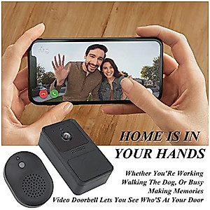 Wireless Video Doorbell Camera, Smart Ring Video Doorbell 2.4GHz WiFi Doorbell Security Camera with Motion Detector, 2 Way Audio, 800 Mah Lithium Battery, Door Bell Ringer for Home, Hotel