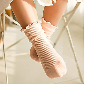 Ashmyova Baby Girls Boys Combed Cotton Socks Toddler Ankle Ruffles Sock Non-Slid for Newborn Infant Childrens 6PACK Size 3-5T