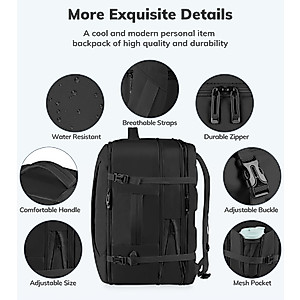 Carry On Backpack, Travel Backpack Airline Approved with USB Charging Port, Extra Large Backpack 50L Expandable Water Resistant Suitcase Luggage Weekender Bag, Travel Gifts for Men Women