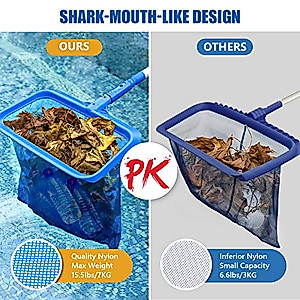 Mowend Swimming Pool Skimmer Net Only, Leaf Pool Net with15.4 Inch Deep Bag Catcher for Heavy Cleaning Ponds, Fits Standard 1-1/4" Pool Pole (Pole Not Included)