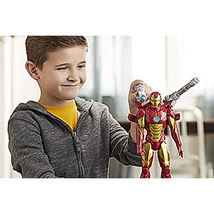Avengers Marvel Titan Hero Series Blast Gear Iron Man Action Figure, 12-Inch Toy, with Launcher, 2 Accessories and Projectile, Ages 4 and Up, Red