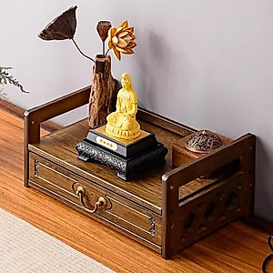 WBRSybUS Altar Meditation Table with Drawer Storage, Bamboo Spiritual Altar Table,Relax Buddhist Table Tea Table for Prayers Divination,Single Layer 69cm,B