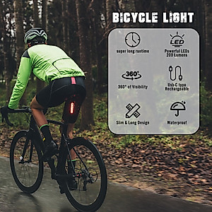 Yaocom 2 Pcs Bike Tail Light USB Rechargeable Bike Lights LED Waterproof Bright Rear Bike Flashlight with 7 Changing Colors 14 Modes for Bikes Cycling Scooters Skateboards Cycling Safety
