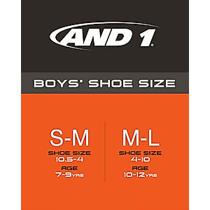 AND1 Boys' Socks - Athletic Cushion Quarter Cut Socks (16 Pack), Size Small-Medium, Solid Black