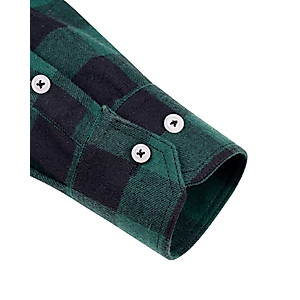 Alimens & Gentle Men's Button Down Regular Fit Long Sleeve Plaid Flannel Casual Shirts - Color: Green, Size: Large