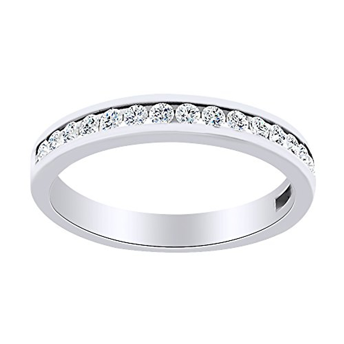 AFFY Natural Diamond Engagement Wedding Band Ring 14K White Gold (0.37 Ct),Ring Size-5.5