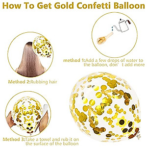 Black Gold Crown Balloon Stand Kit For Table 2 Set with 2 Gold Crown Balloons 9 Gold Confetti 4 Black Marble Balloons, Great for Bachelorette Wedding Baby Shower Queen Birthday Party Decorations