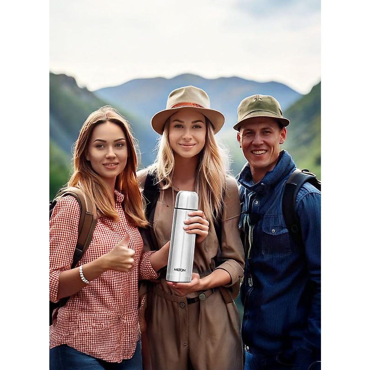 Milton Thermosteel Flip Lid Flask 1000, Double Walled Vacuum Insulated 1000 ml | 34 oz | 1 qt. | 24 Hours Hot and Cold Water Bottle with Cover, 18/8 Stainless Steel, BPA Free, Leak-Proof | Silver