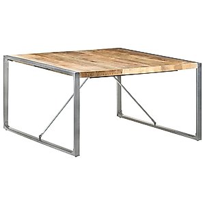YUHI-HQYD Dining Table,Conference Table,Coffe Table,Rectangle Tea Table,Assembly Required,Perfectly in Living Room, Den, Office Room, and Family Room, 55.1"x55.1"x29.5" Rough Mango Wood