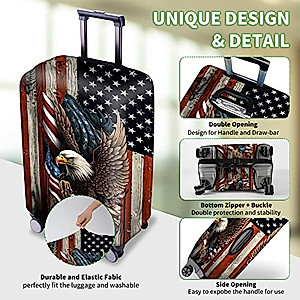 Luggage Covers for Suitcase TSA Approved,Elastic Washable Suitcase Cover Protector, Bald Eagle with American Flag Luggage Cover Sleeve Wrap for 22/23/24/25 Inches Suitcase (M) Travel Accessories