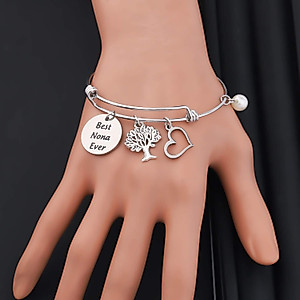 BLEOUK Best Nona Ever Grandma Jewelry Birthday Gift Mother's Day Gift for Grandma Nona (Best Nona Ever)