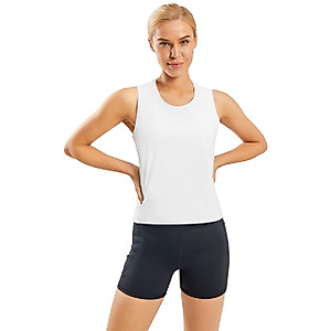 Workout Tops for Women Crop Sleeveless Workout Shirts for Women Athletic Running Yoga Tank Top for Women White