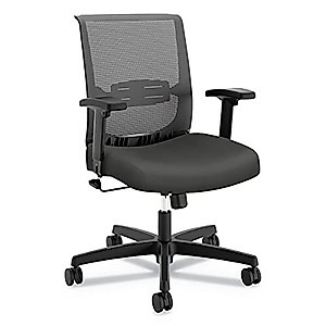 HON Convergence Mid-Back Task Chair, Swivel-Tilt, Supports Up to 275 Lb, 16.5" to 21" Seat Height, Iron Ore Seat, Black Back/Base