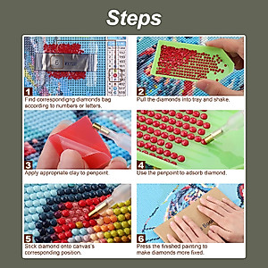 Stalente Diamond Painting Kits for Adults, Rooster 5D DIY Diamond Art Kits for Beginners Round Full Drill Diamond Painting for Home Wall Decoration Gift 12×12inch, Chicken