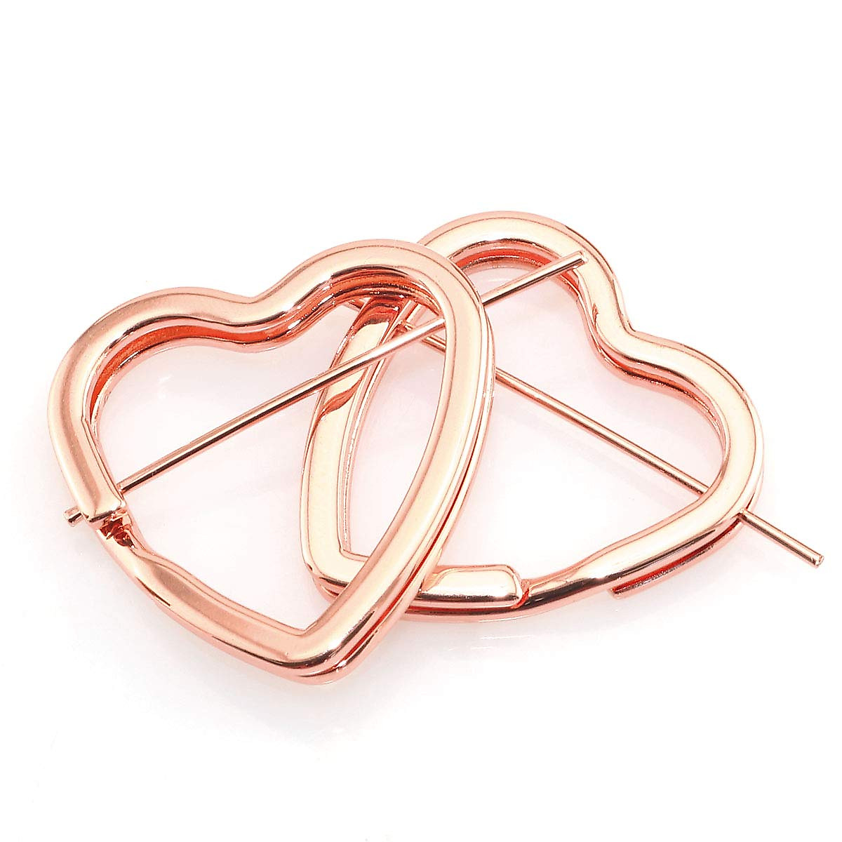 Lind Kitchen 10pcs Creative Flat Key Ring DIY Keychain Accessories Metal Key Split Ring Heart Shape(Rose Gold)