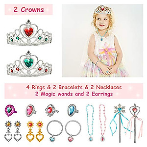 Princess Jewelry Boutique Dress Up and Elegant Shoe(4 Pairs of Girls Heels Shoes),Role Play Fashion Accessories of Crowns, Necklaces, Bracelets, Rings,Girls Beauty Gift Toys for Age 2 3 4 5 6 Year Old