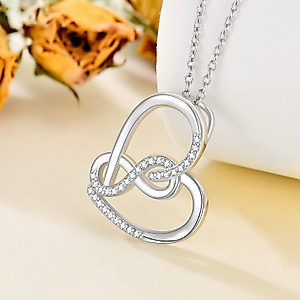 CTIEIP 0.15 cttw Natural Diamond Heart Pendant Necklace for Women Sterling Silver Real Diamond Necklace Jewelry Gift for Her
