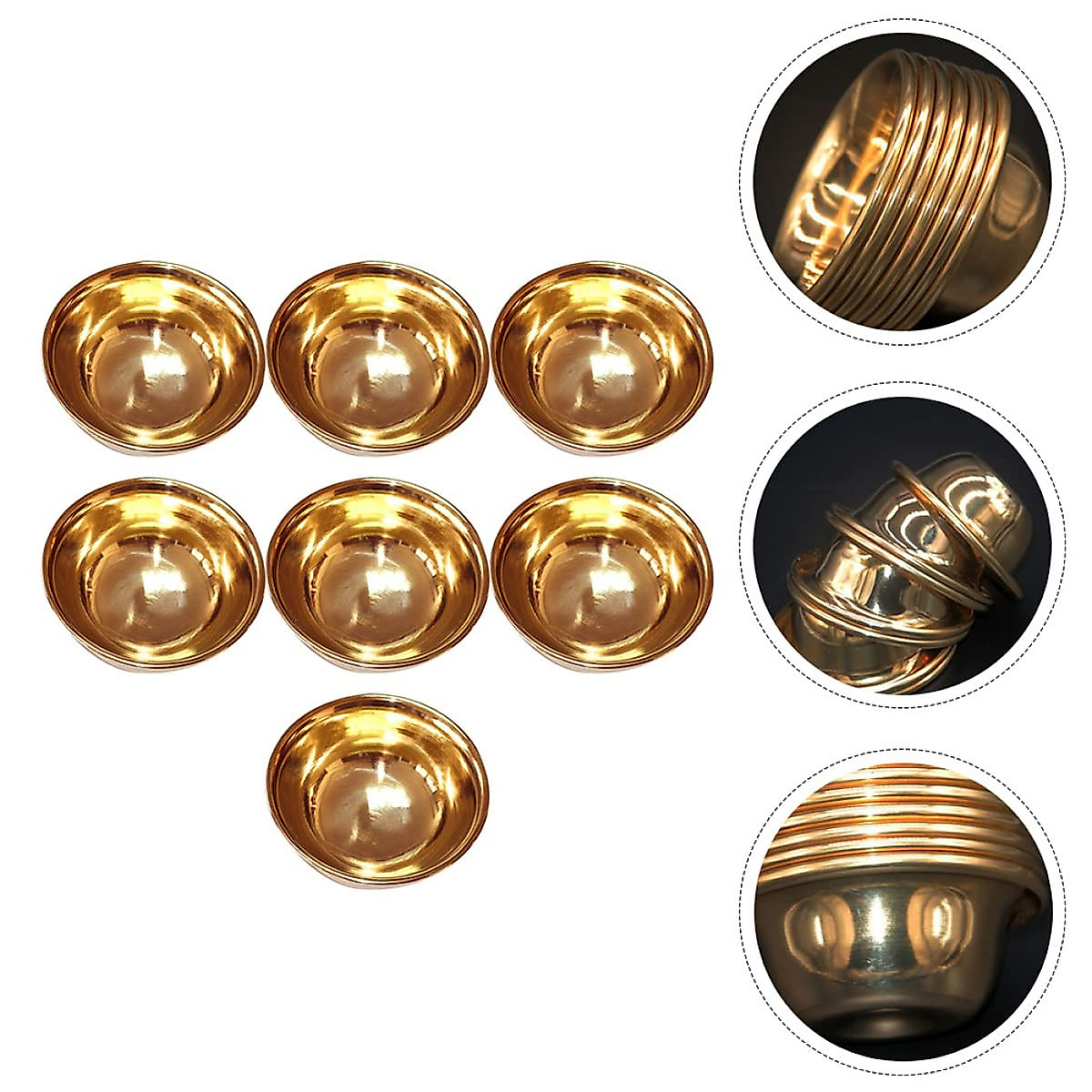 Cabilock 21 Pcs Copper Offering buddhist offering cup Water Offering Bowl Offering Cup Bowl Set Buddhist