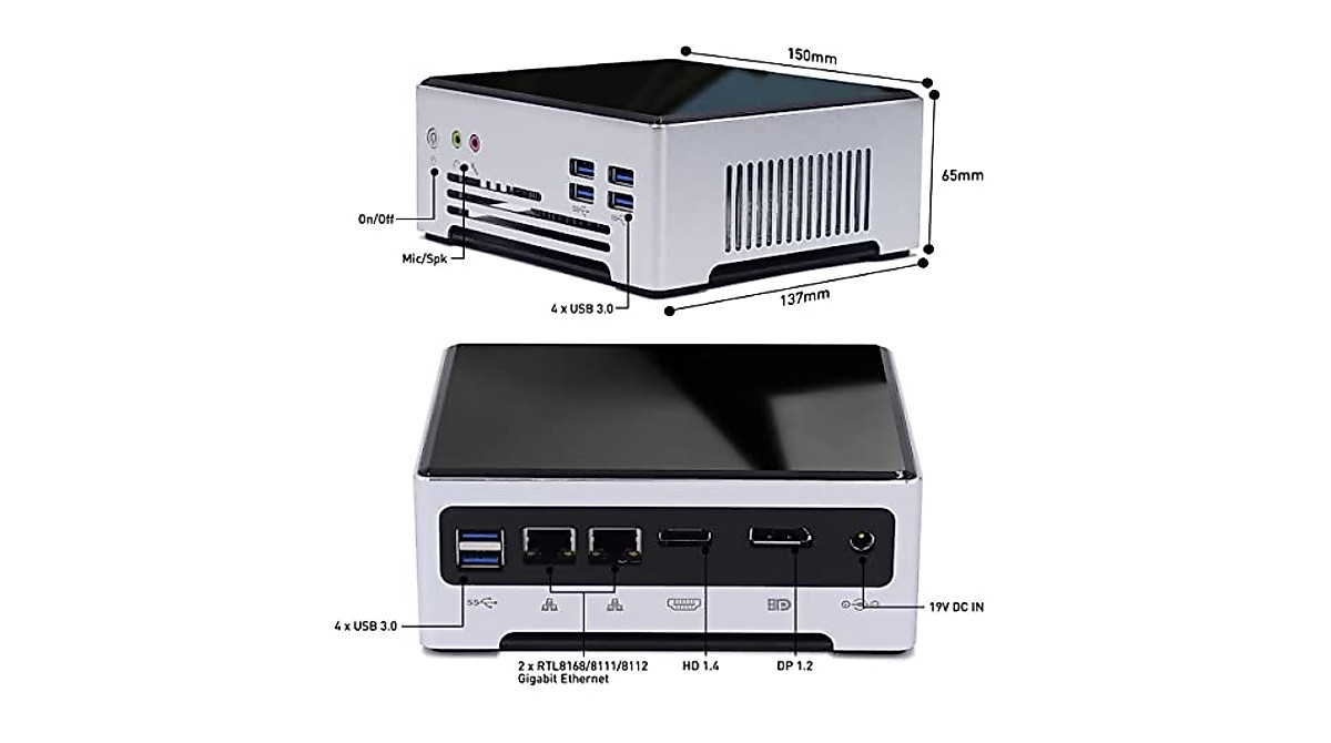 WEIDIAN Mini Desktop PC Quad Core i7 7820HK Windows 10 Mini Computer ...