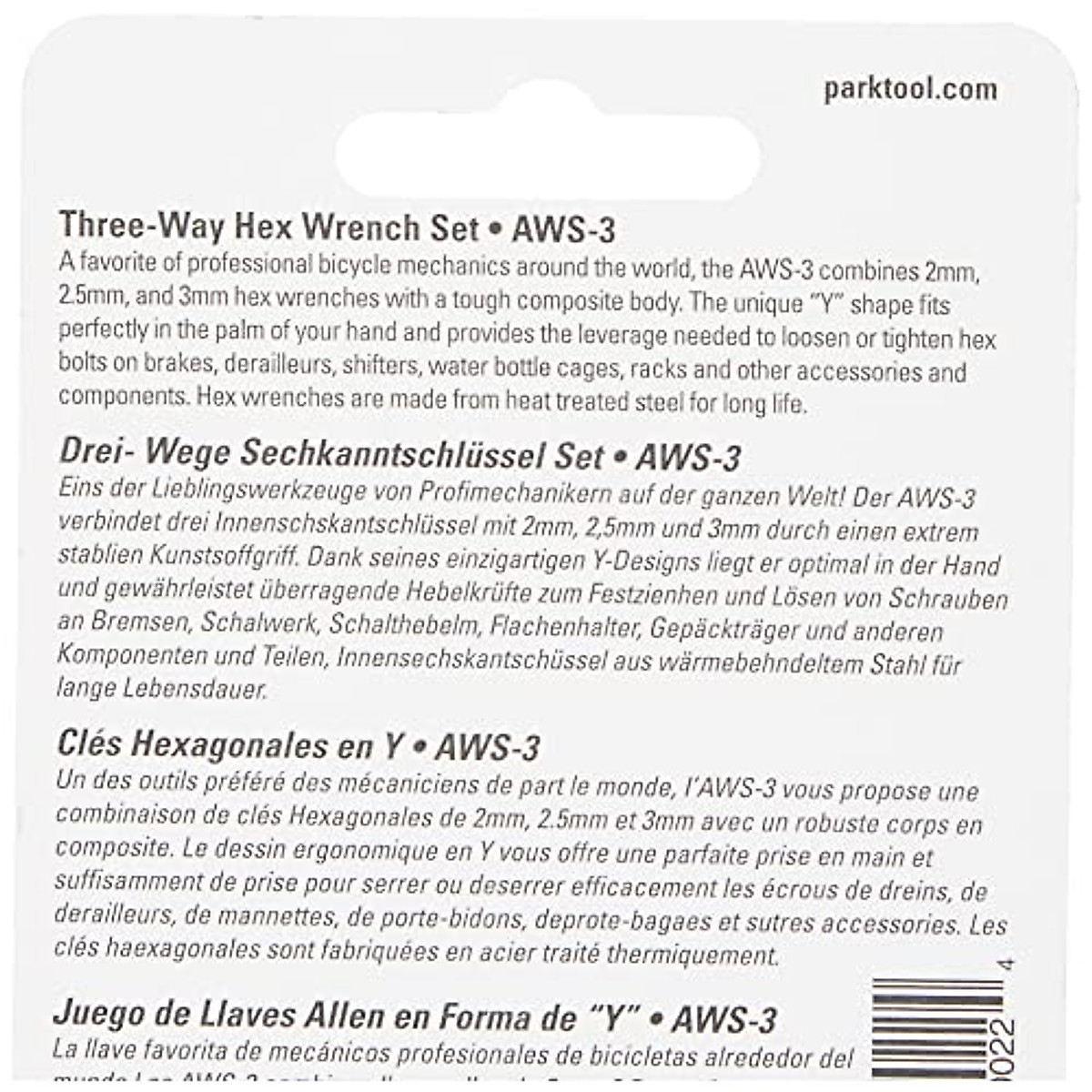 Park Tool AWS-3 3-Way Hex Wrench
