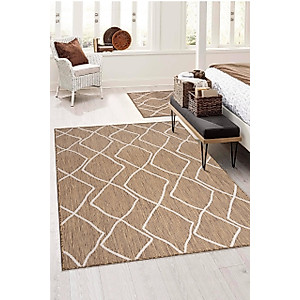 Adiva Rugs Outdoor Indoor Area Rug, Weather Resistant, Easy to Clean, Stain Resistant Floor Mat for Dining Room, Backyard, Deck, Patio (WOODEN, 5' x 7')