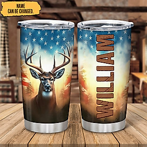 Hyturtle Personalized Hunting Gifts For Men - Deer Hunting Tumbler 20 Oz Travel Coffee Mug Stainless Steel - Fathers Day Hunting Gift For Dad, Him, Boy, Husband, Hunters On Birthday, Christmas
