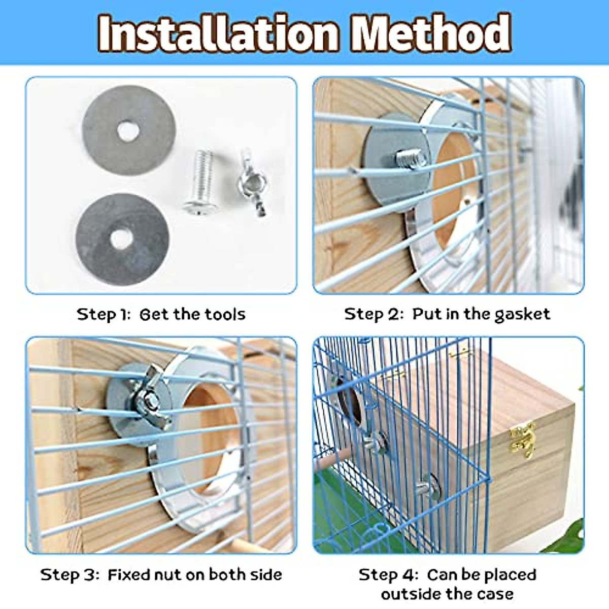 Parrot Breeding Box, Parakeet Nest, Wood Breeding Box for Parrot, Wooden Parrot Houses in Cages for Cockatoo, Parrots, Budgie Finch, Canaries
