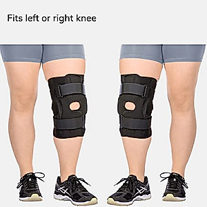 BraceAbility Plus Size ROM Knee Brace - Hinged Heavy-Duty Adjustable Compression Support Wrap for Large Thighs and Legs, Walking Pain, Osteoarthritis, Post-Surgery Recovery and Torn ACL or PCL (5XL)