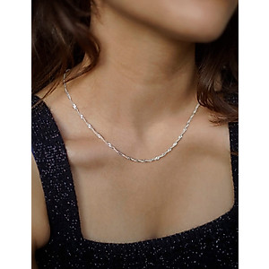 Waitsoul 925 Sterling Silver Singapore Chain Lobster Clasp 2.5mm Necklace for Women Silver Chain for Women Silver Necklace Chain 22 Inches Gifts for Her