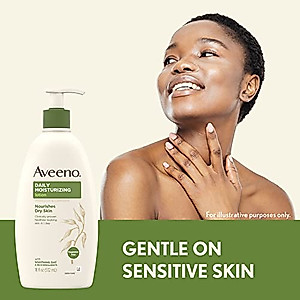 Aveeno Daily Moisturizing Body Lotion with Soothing Oat and Rich Emollients to Nourish Dry Skin, Gentle & Fragrance-Free Lotion is Non-Greasy & Non-Comedogenic, 18 fl. oz