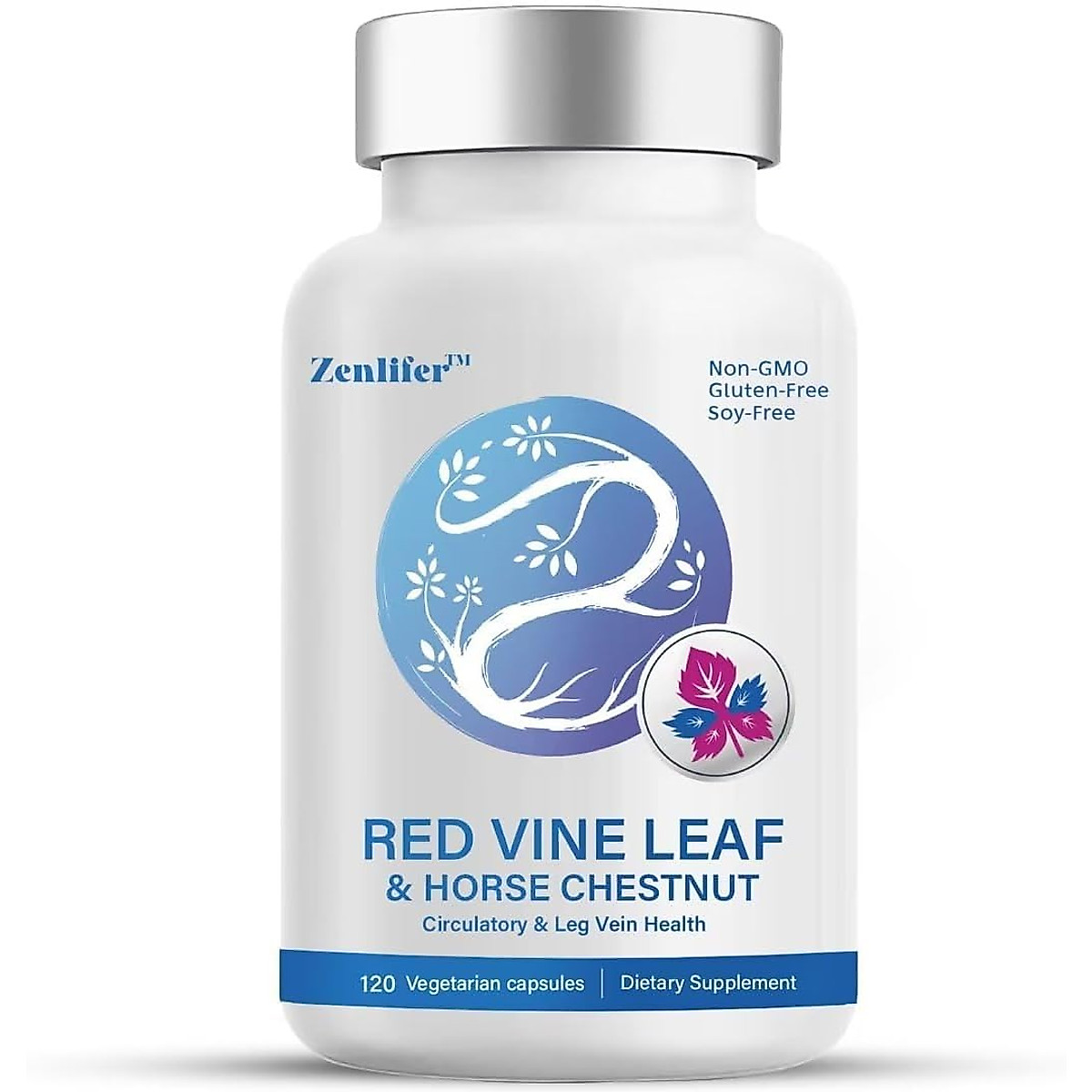 Zenlifer 120 Capsules 1400mg Red Vine Leaf Extract & Horse Chestnut Extract 100mg Supplement, Supports Healthy Skin, Leg Veins, Circulation, and Heart Health