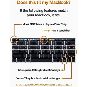 UPPERCASE GhostCover Premium Ultra Thin Keyboard Protector, Compatible with MacBook Pro with Touch Bar 13" and 15" (2016 2017 2018 2019, Apple Model Number A1706, A1707, A1989, A1990, A2159)