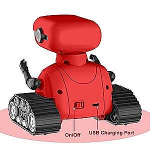 BOMPOW Robot Toy, Remote Control Robot Toys with LED Eyes & Flexible Arms, Walking & Dancing Kids Robot Toys for Children Age 3+ Years Old, Dance & Sounds Educational Toys Gift (Red)