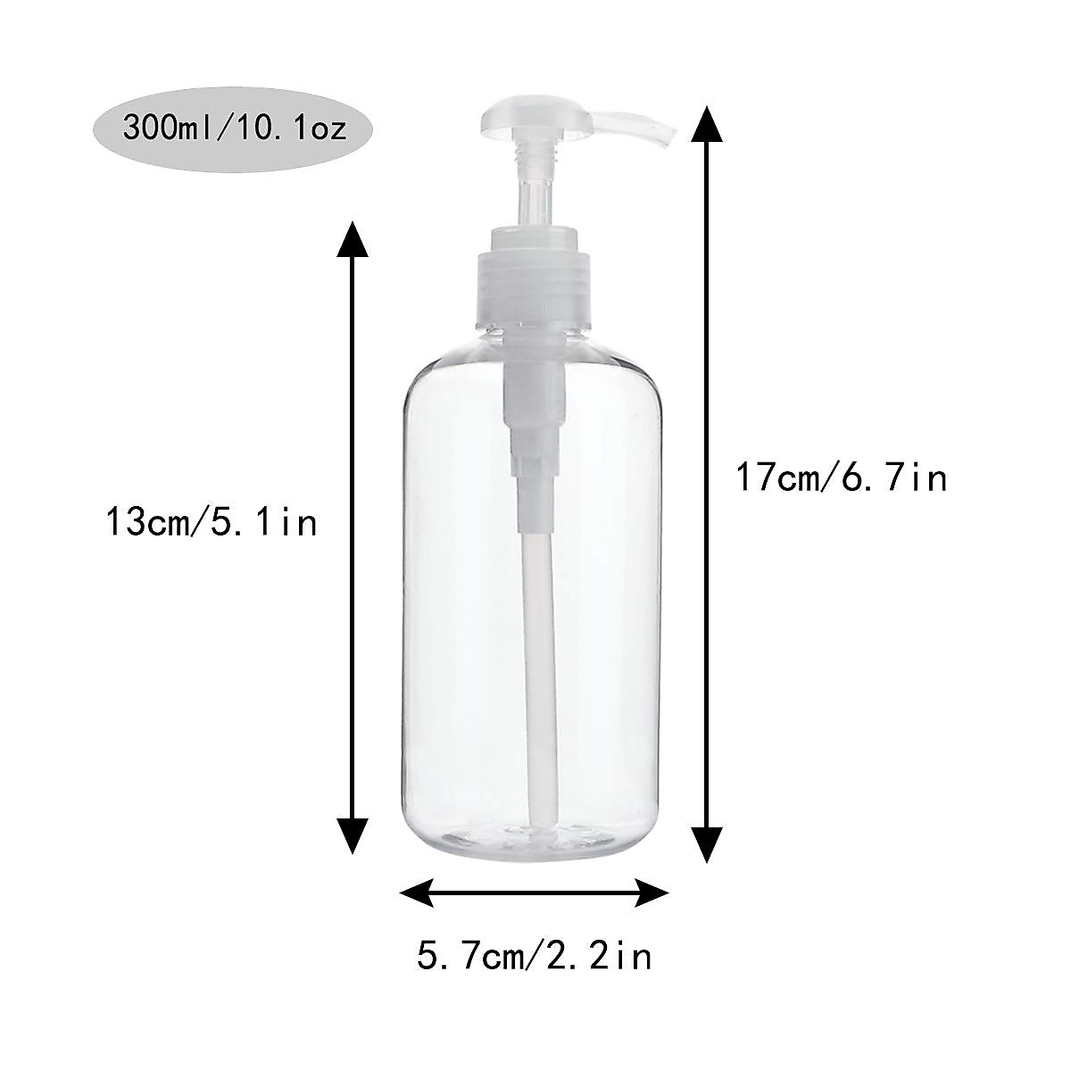 Pump Bottle, Dedoot 2 Pack Clear Empty Plastic Bottles with Pump 10oz Pump Bottle Dispenser for Shampoo, Lotion and Wash Soap