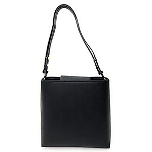 Tory Burch Emerson Womens Saffiano Leather Bucket Bag (Black)