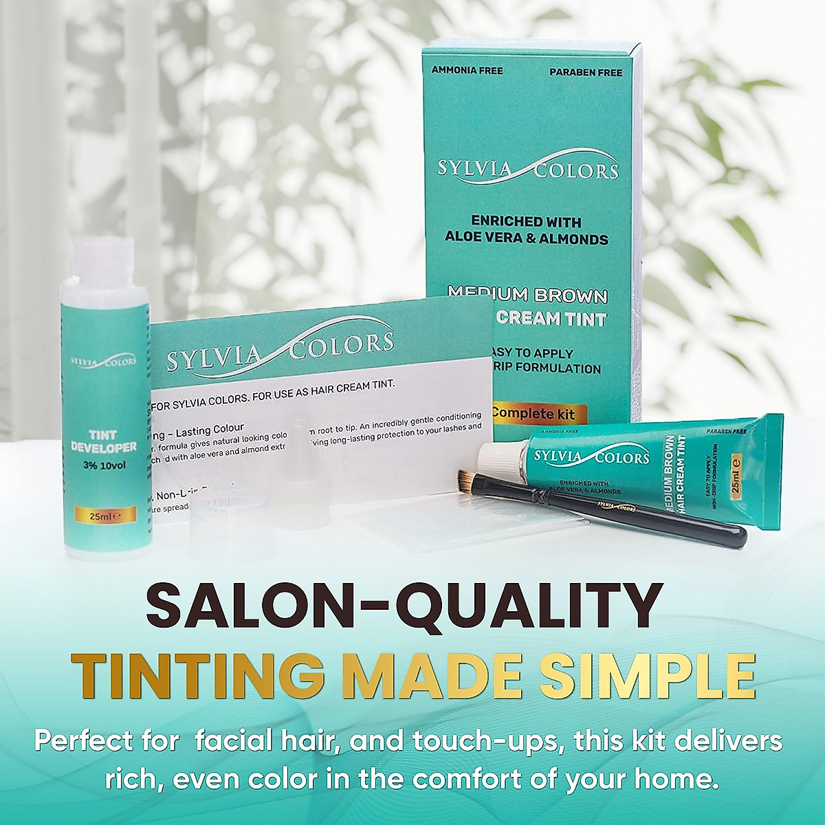 Professional Tint Kit Medium Brown Semi-Permanent 40 Applications Lasts 4-6 Weeks Spot Coloring Set Waterproof