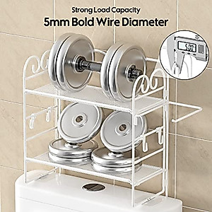 Ceayell Enlarge Over The Toilet Storage, 2-Tier Bathroom Storage Organizer Shelves Over Toilet, Bathroom Toilet Shelf Organizer, Folding Design, No Drilling Space Saver with Wall Mounting Design