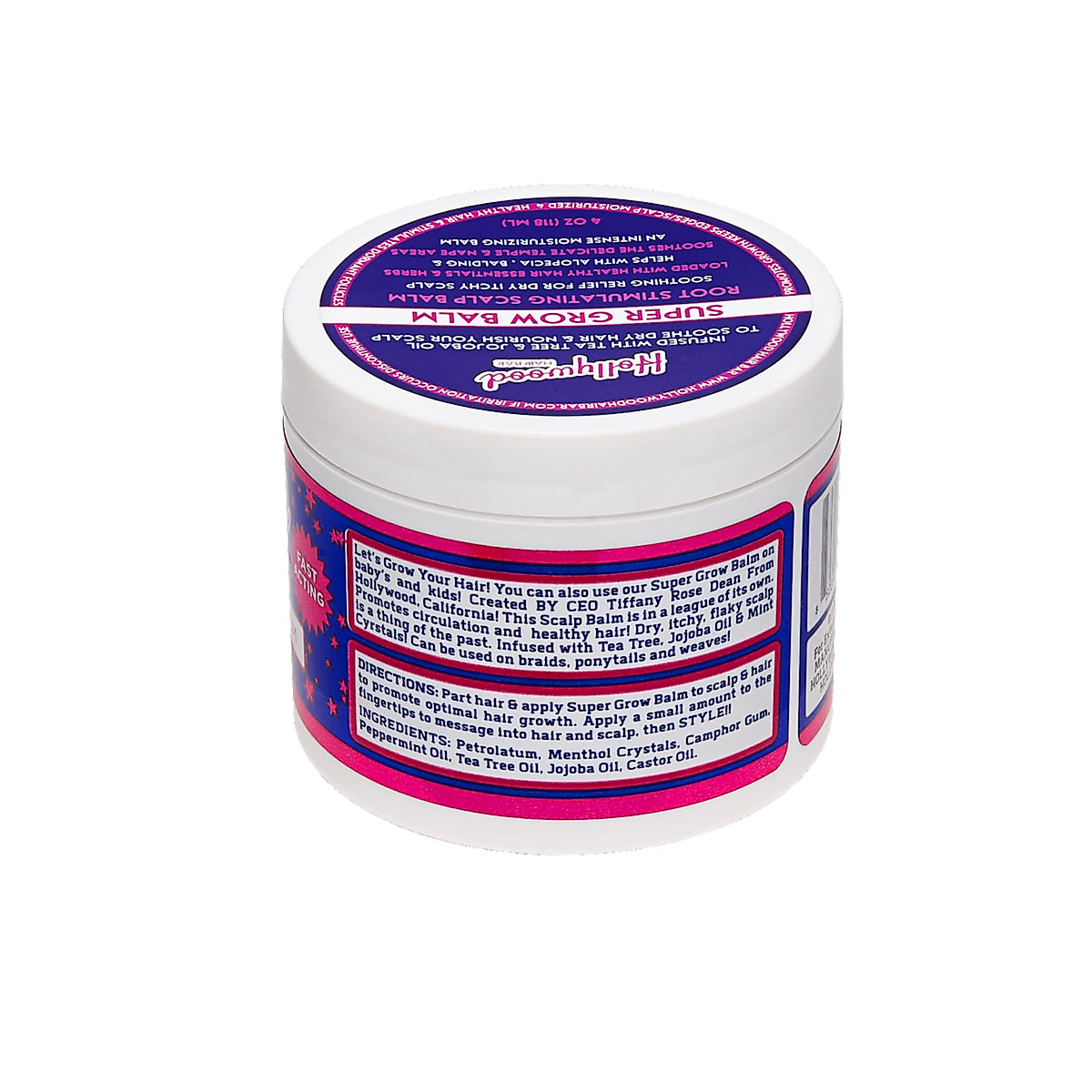 Hollywood Hair Bar Super Grow Scalp Balm - Revitalizing Scalp Balm, Vegan and Cruelty Free, 4 oz