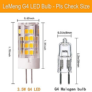LEMENG G4 LED Bulb 3.5W 2700K Warm White bi-pin T3 JC Type 12VAC/DC 20-35W Halogen Equivalent Non-dimmable for Outdoor Landscape Lighting Deck Stair Step Path Lights, Pack of 6