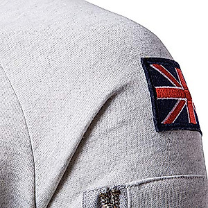 Men's Pullover Winter Workout Thenlian Mens Pure Color Zipper Pullover Long Sleeve Hooded Sweatshirt Tops Blouse(Gray, XXL)