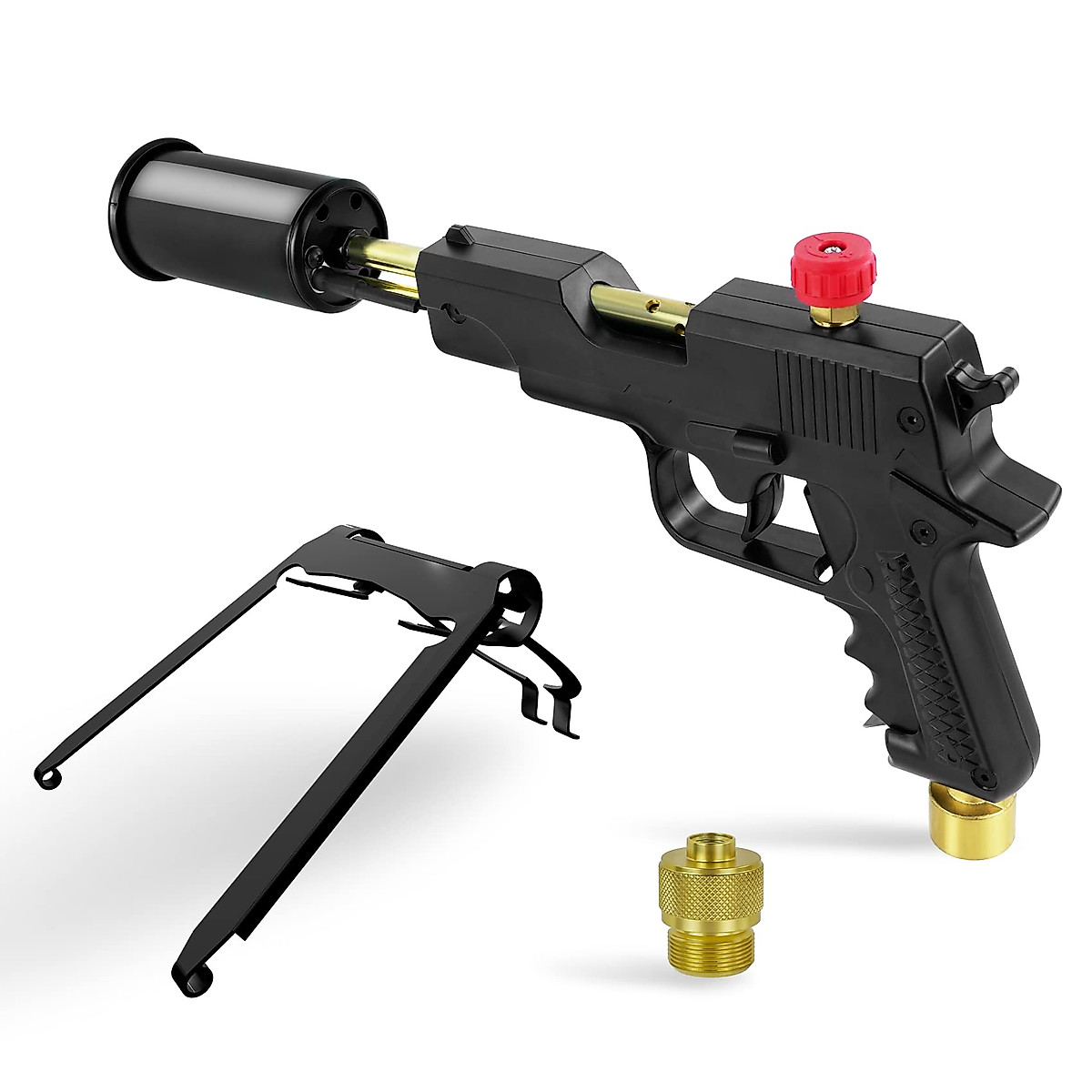 Cooking Propane Torch, Adjustable Kitchen Torch, Portable Flame Thrower Fire Gun, Used for Cooking, Steak, BBQ, Campfire (Stand included, Tank not included)