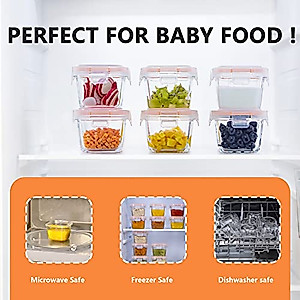 Luvan 6oz Baby Food Storage Containers, 12-Pack Baby Food Jars with Lids LeakProof, Baby Food Containers Glass Stackable, Freezer/Microwave/Dishwasher Safe, Ideal for Fruit Purees and Vegetable Mashes