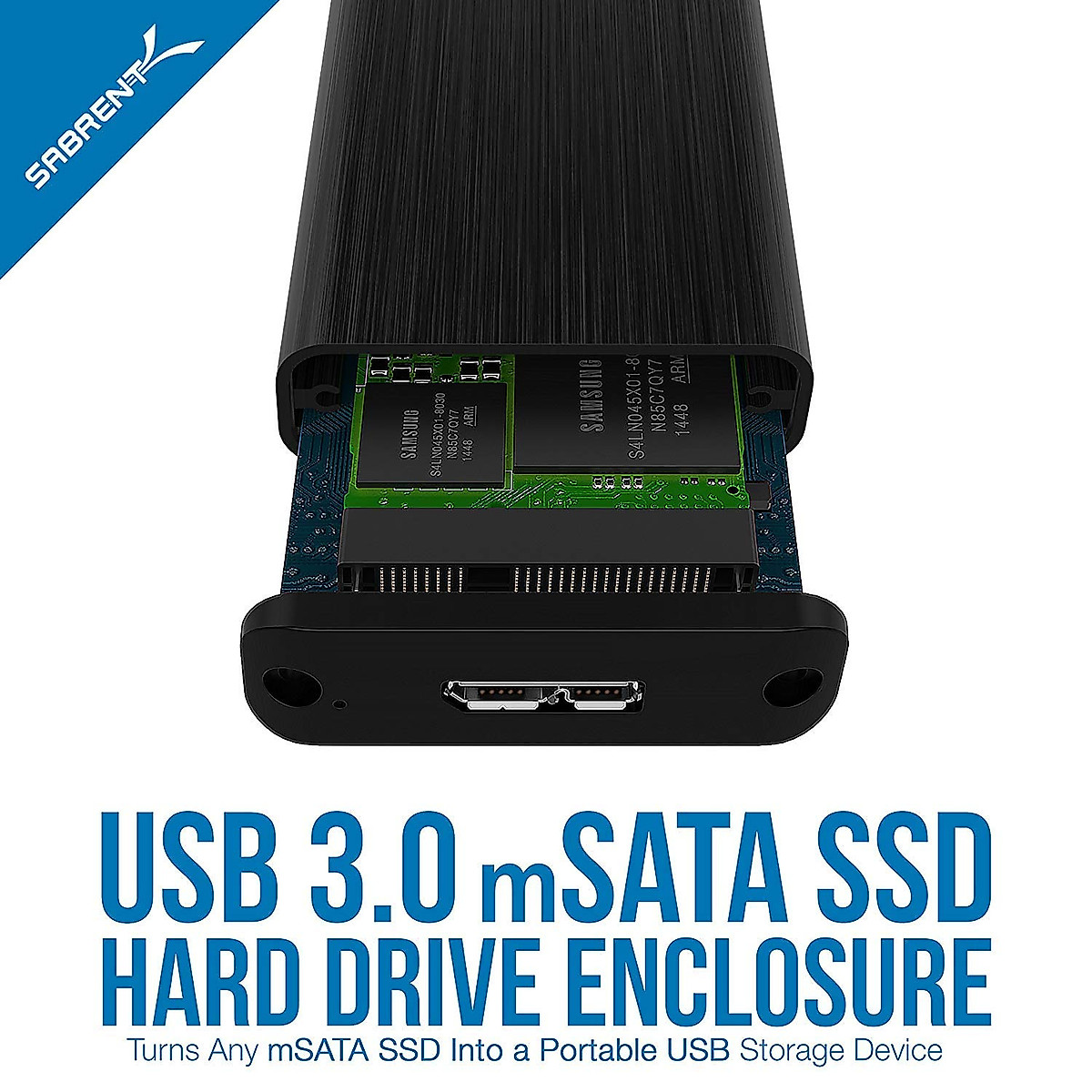 SABRENT USB 3.0 mSATA II or III/5GBp/s SSD Enclosure Adapter [Support UASP] (EC-UKMS)