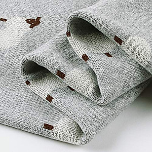 mimixiong Baby Blanket Knit 100% Cotton Toddler Blankets for Boys and Girls with Cute Sheep Grey Size 30 x 40 inches Grey