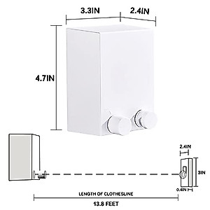 Retractable Clothesline Outdoor Indoor Laundry Line, 13.8 Feet Adjustable Stainless Steel Clothes Line, Wall Mounted Space-Saver Drying Line for Balcony, Bathroom, Heavy Duty Clothesline White